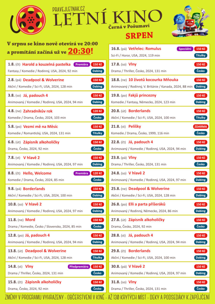 Program - Letní kino Černá v Pošumaví u Lipna